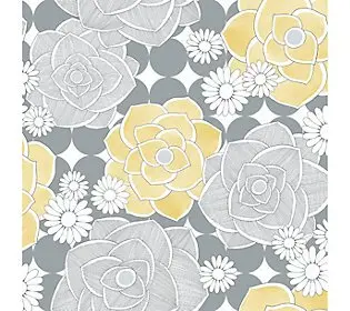 NEXTWALL Retro Floral Peel And Stick Wallpaper Roll - One-color
