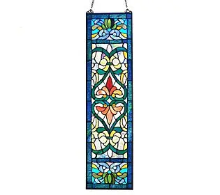 RIVER OF GOODS 36'h Victorian Stained Glass Win Dow Panel - One-color