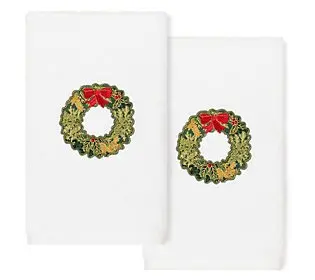 LINUM HOME TEXTILES Christmas Wreath 2pc Hand T Owels - One-color