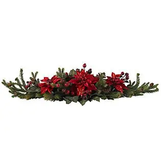 NEARLY NATURAL Poinsettia & Berry Centerpiece Nearly Natura L - One-color