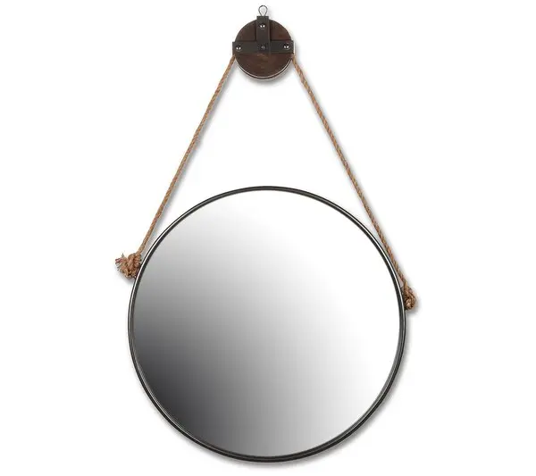 GERSON INTERNATIONAL 28'diam Metal Framed Round Mirror W/pulley G Erson Co - One-color