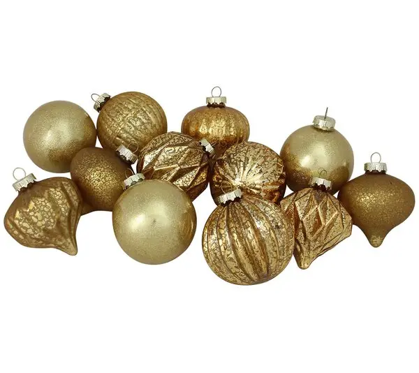 NORTHLIGHT 12ct Shades Of Gold 3-finish Ornamen Ts 3.75 - One-color