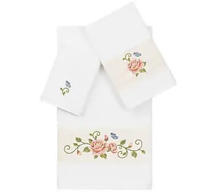LINUM HOME TEXTILES Rebecca 3pc Embellished Tow El Set - One-color