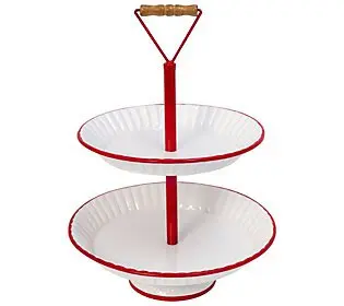 GERSON INTERNATIONAL 19.3' Two-tiered Metal Ser Ving Tray - One-color