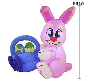 JOIEDOMI 6' Easter Bunny With Basket Inflatable