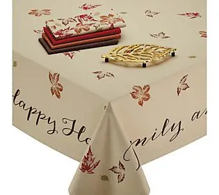 DESIGN IMPORTS Rustic Leaves Printed Tablecloth 52' X 52