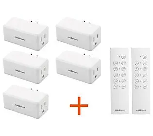 LINK2HOME Set Of 5 Wireless Indoor Outlet Switc H W/ 2 Remotes - One-color