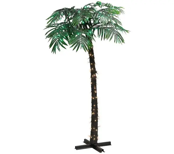PULEO INTERNATIONAL 8' Prelit Palm Tree With 19 2 Lights - One-color
