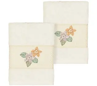 LINUM HOME TEXTILES Caroline 2pc Embellished Wa Shcloth Set - One-color