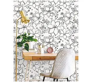 NEXTWALL Linework Floral Peel And Stick Wallpap Er Roll
