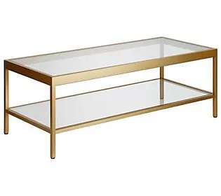 HUDSON&CANAL Hudson & Canal 45' Glass Top Coffee Table W/ Lo Wer Shelf - One-color
