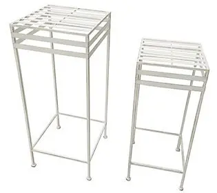SANTA'S WORKSHOP White Iron Plant Stands, Two Nested By - One-color