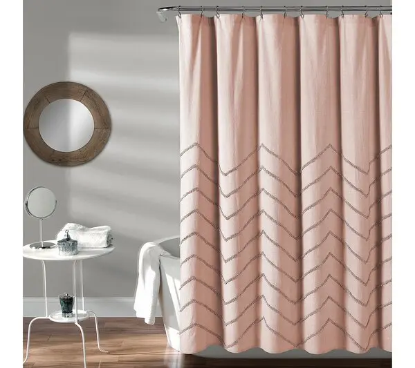 LUSH DECOR Chenille Chevron 72' X 72' Shower Curtain Lu Sh Decor - One-color