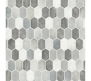 NEXTWALL Brushed Hex Tile Peel And Stick Wallpa Per Roll - One-color