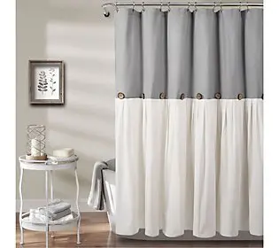 LUSH DECOR Linen Button Shower Curtain 72' X 84' Lush D Ecor - One-color