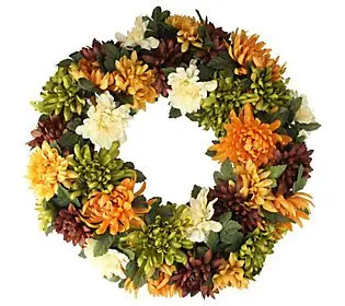 NORTHLIGHT Autumn Chrysanthemum Artificial Than Ksgiving Wreath - One-color
