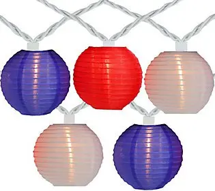 NORTHLIGHT 10 Red, White, Blue Chinese Lantern Ring Lights - One-color