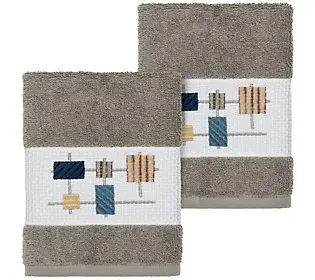 LINUM HOME TEXTILES Khloe 2pc Embellished Washc Loth Set - One-color