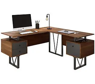TECHNI MOBILI Reversible L-shape Computer Desk Ith Drawers