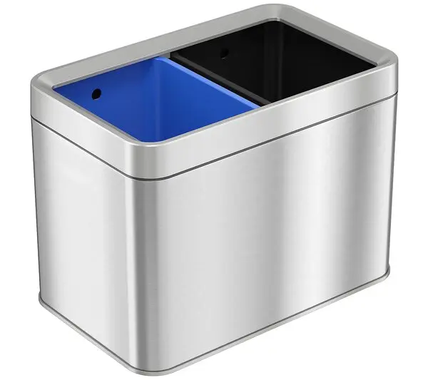 ITOUCHLESS 5.3-gallon Dual-compartment Open-top Trash Can - One-color