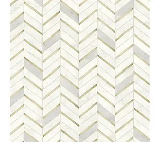NEXTWALL Chevron Marble Tile Peel And Stick Wal Lpaper Roll - One-color