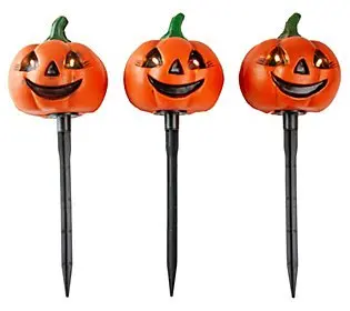 NORTHLIGHT S/3 Lit Jack-o-lantern Halloween Pat Way Markers - One-color