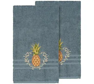LINUM HOME TEXTILES Welcome 2pc Embellished Bat H Towel Set - One-color