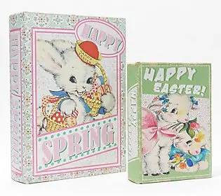 MR. COTTONTAIL Set Of 2 Nostalgic Easter Themed Nesting Books - One-color