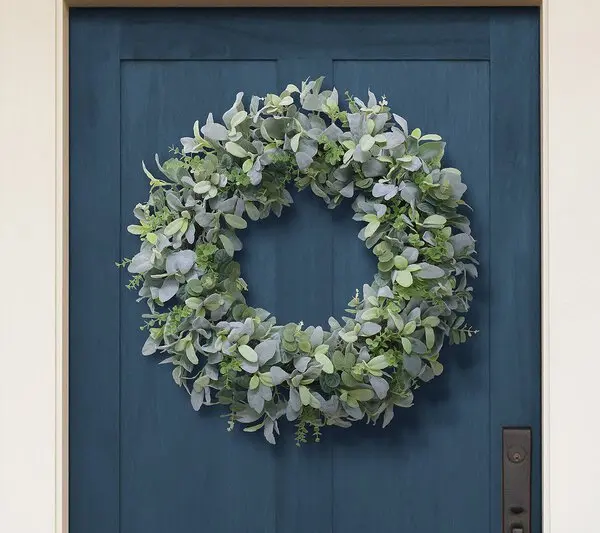 PULEO INTERNATIONAL 28' Flocked Lambs Ear Sprin G Wreath