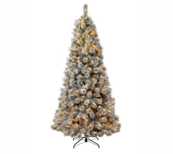 GLITZHOME Pre Lit Snow Flocked Artificial Spruc E Tree W/lights - One-color