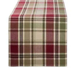 DESIGN IMPORTS 14' X 108' Homespun Plaid Table Unner - One-color