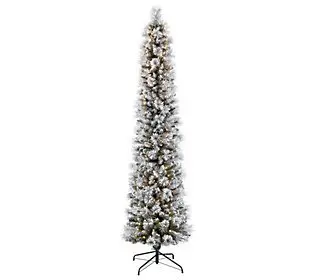 PULEO INTERNATIONAL Puleo 7.5' Pre-lit Flocked Portland Pine Pencil Christmas Tree - One-color