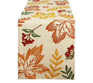 DESIGN IMPORTS 14' X 70' Scattered Leaves Table Runner - One-color