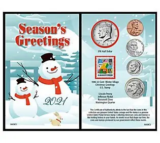 AMERICAN COIN TREASURES Snowman Year To Remember 2021 Coin Christmas Ca D - One-color