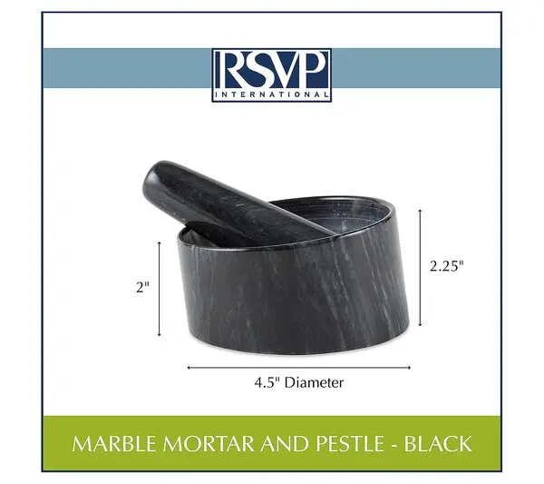 RSVP 6-oz Black Marble Mortal & Pestle