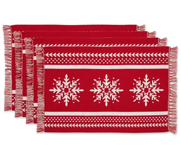 DESIGN IMPORTS Set Of 4 Nordic Snowflake Jacqua D Placemats - One-color