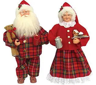 SANTA'S WORKSHOP Set Of 15' Mr. And Mrs. Pajama Claus San Ta's Workshop - One-color