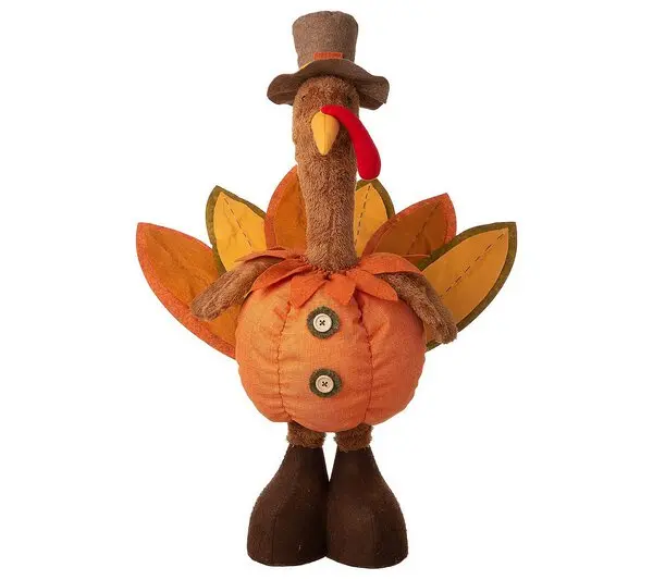 GLITZHOME Mr. Tall And Short Fabric Turkey W/ T Elescoping Leg - One-color