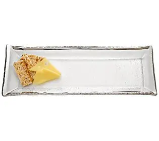 BADASH CRYSTAL Crystal Silver Edge Rectangular Serving Platter