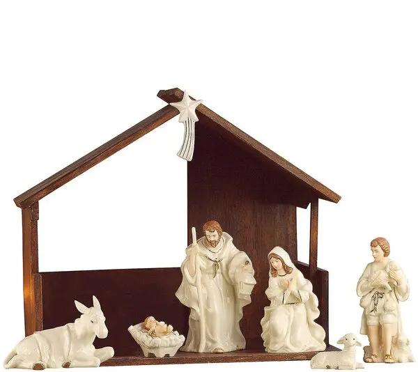 BELLEEK Classic Nativity Scene With Stable - One-color