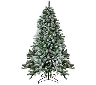 NORTHLIGHT 7.5' Flocked Fir Tree Ith Warm Clea R Lights - One-color