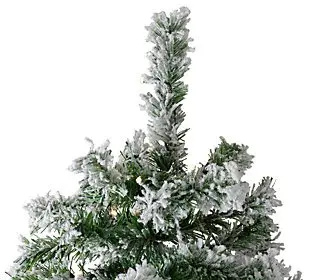NORTHLIGHT 7.5' Flocked Fir Tree Ith Warm Clea R Lights