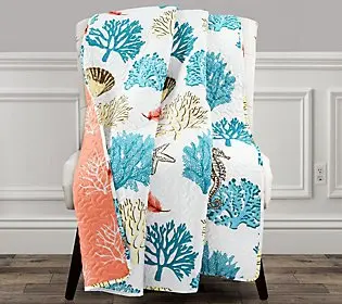 LUSH DECOR Coastal Reef Feather Throw By - One-color