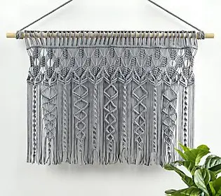 LUSH DECOR Boho Macrame Textured Cotton Valance/wall Decor By