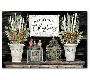 COURTSIDE MARKET Merry Christmas Cardinals 18x2 Canvas - One-color