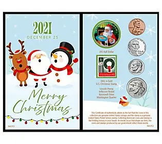 AMERICAN COIN TREASURES Santa Year To Remember 2021 Coin Christmas Card - One-color