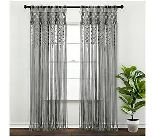 LUSH DECOR Boho Macrame Textured 40' X 84' Window Panel By