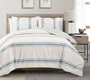 LUSH DECOR Farmhouse Stripe 3-pc Full/queen Duvet Cover Se T Lush Deco - One-color