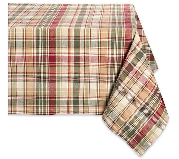 DESIGN IMPORTS Give Thanks Plaid Tablecloth 52' X52 - One-color