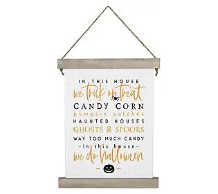 SINCERE SURROUNDINGS In This House Halloween. Hanging Canvas - One-color